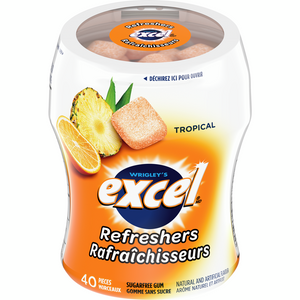 Excel Sugar-Free Gum, Refreshers tropical Flavored, 40pc/6 ct