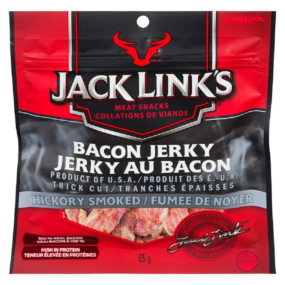 Jack Link's Hickory Smoked Bacon Jerky, 65g/2.3 oz., {Imported from Canada} | Caffeine Cams ...