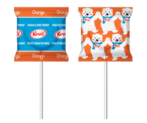 Kerr's Cold and Sore Throat Lollypop Orange Lozenges, 15 count, Bag {I