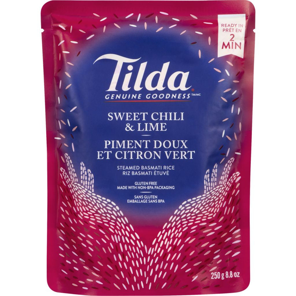 Tilda Sweet Chili & Lime Steamed Basmati Rice, 250g/8.8 oz., {Imported