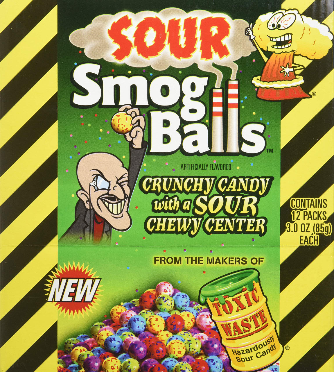 Sour Smog Balls Crunchy Candy/Sour Chewy Center 3oz./pk (12pk){Canadian ...