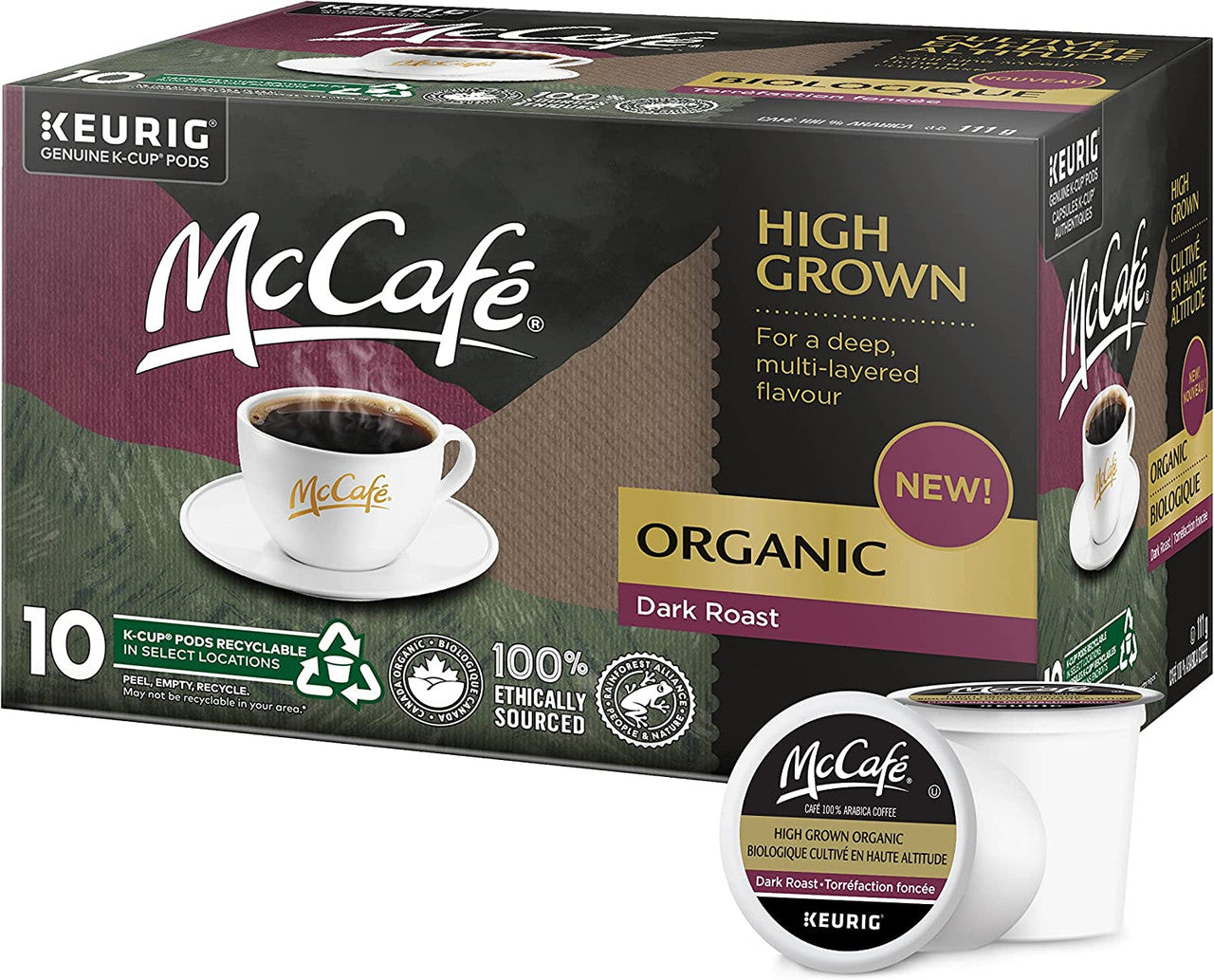 McCafé Organic Dark Roast Coffee, K-Cups, 10 Count, 111g/3.9 oz. Box