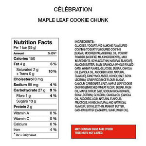 Leclerc Celebration Maple Leaf Cookie Chunk Bar (5ct) 175g/6.2 oz