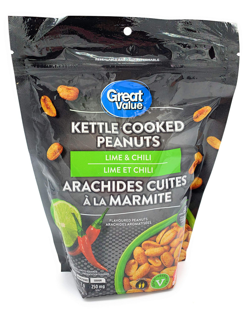 Kettle Cooked Lime & Chili Flavoured Peanuts by Great Value, 450g/15.9