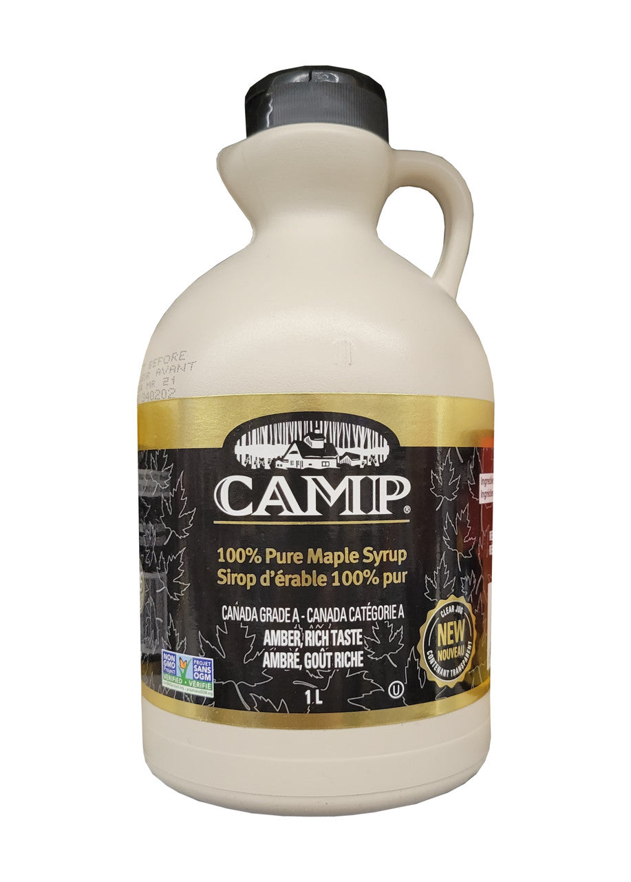 Camp 100% Maple Syrup, Canada Grade A Amber, 1 L/33.8 fl. oz. {Importe