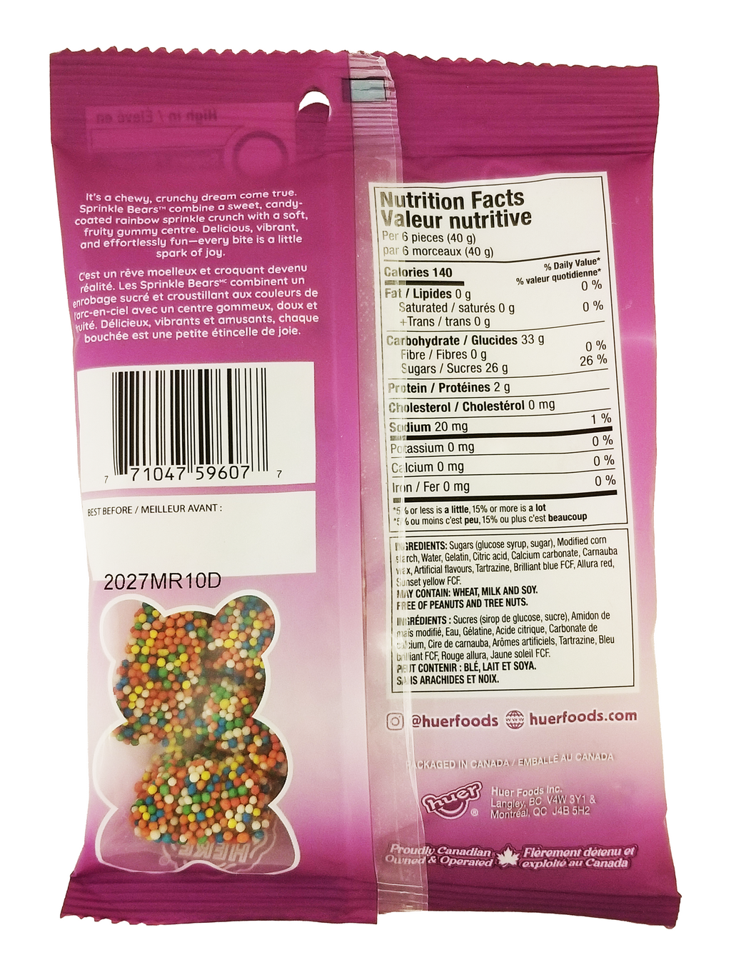 Huer Sprinkle Bears - Allergy-Friendly Rainbow Gummy Candy | Nut-Free ...