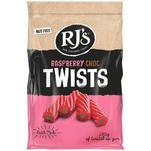 RJ'S Raspberry Choc Twists, Licorice, 280g/9.9 oz., (6 pack) {Imported