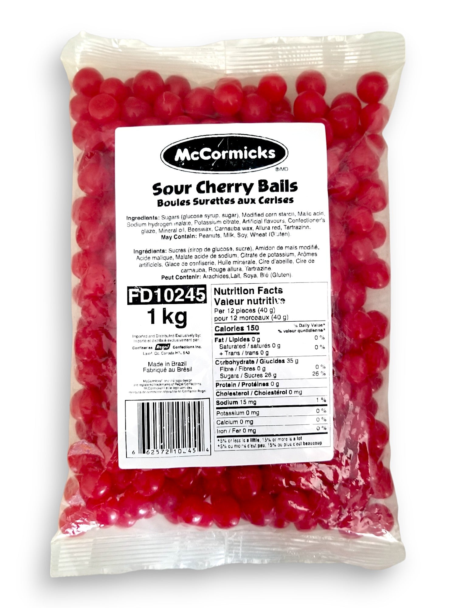 McCormicks Sour Cherry Balls, Bulk Candy, 1kg/2.2 lb