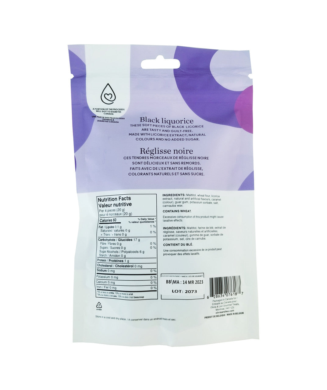 Olivia & Leo No Sugar Added Black Licorice, 150g/5.2 oz. {Imported fro