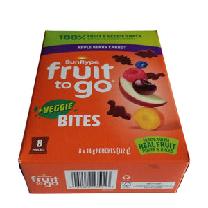 SunRype Fruit to Go + Veggie Bites, Apple Berry Carrot – 8 Pouches x ...
