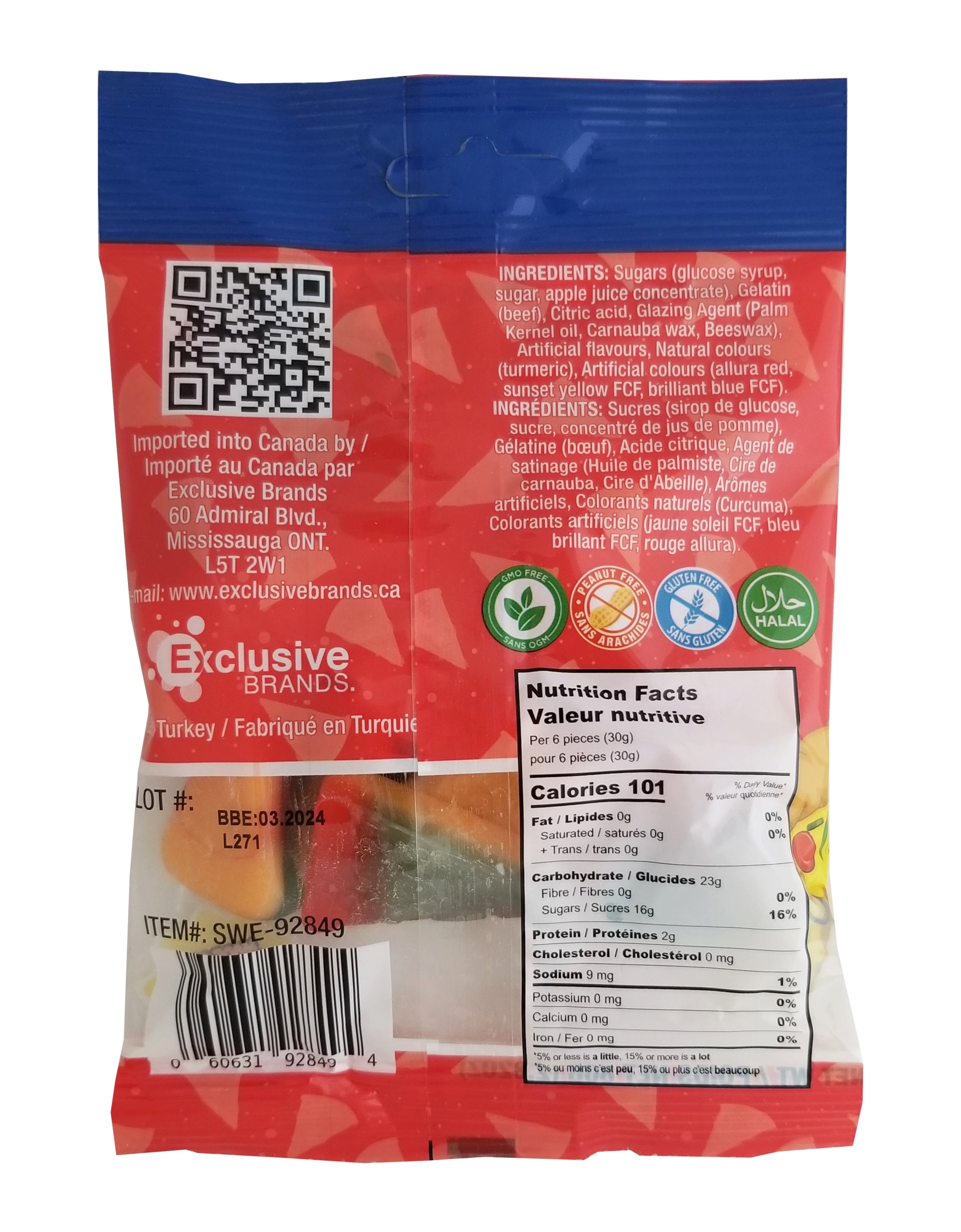 Tajubo Gummy Pizza, Fruity Flavors, 80g/2.8 oz. Bag {Imported from Can