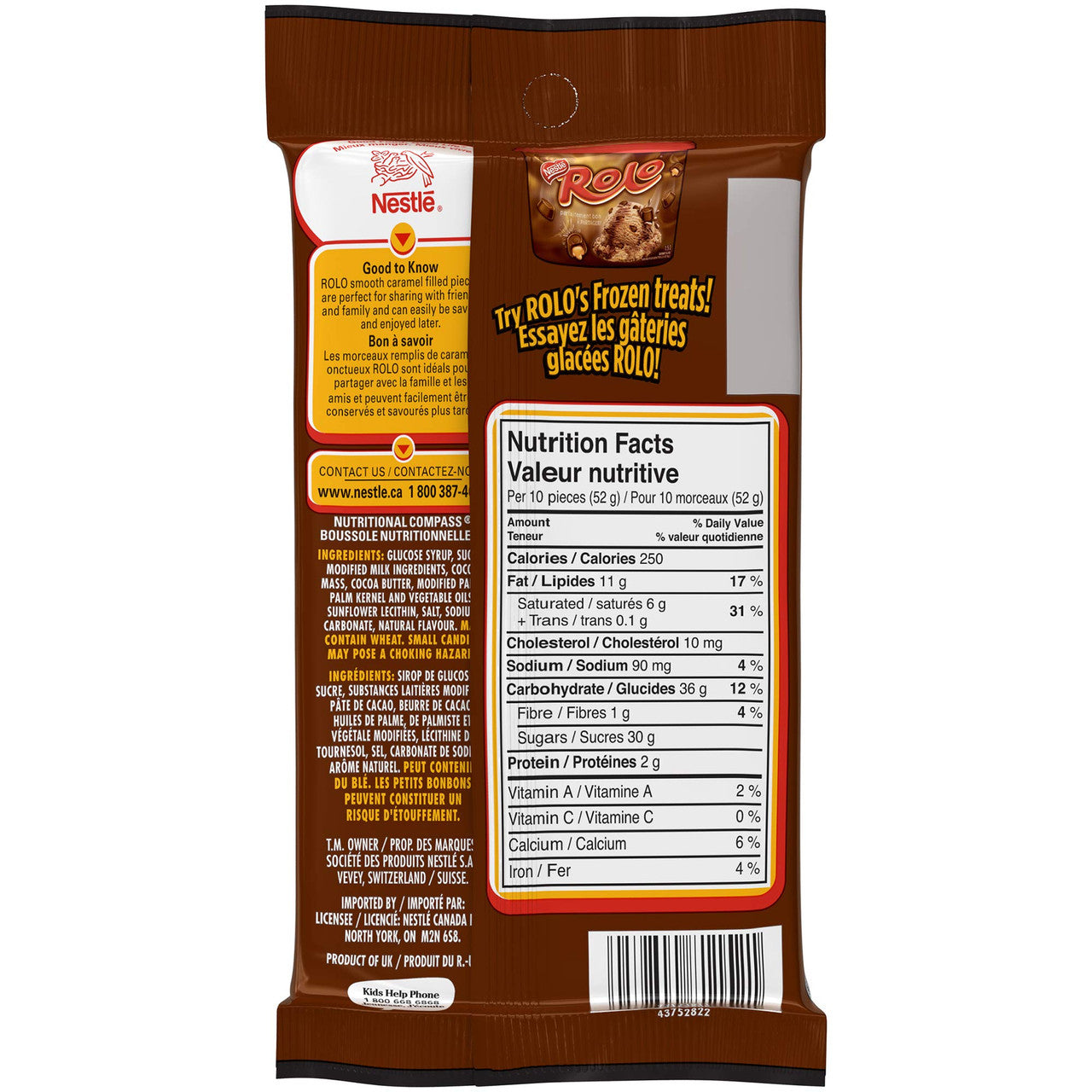 Nestle Rolo Caramel Multipack 4 x 52g/1.8 oz., {Imported from Canada}