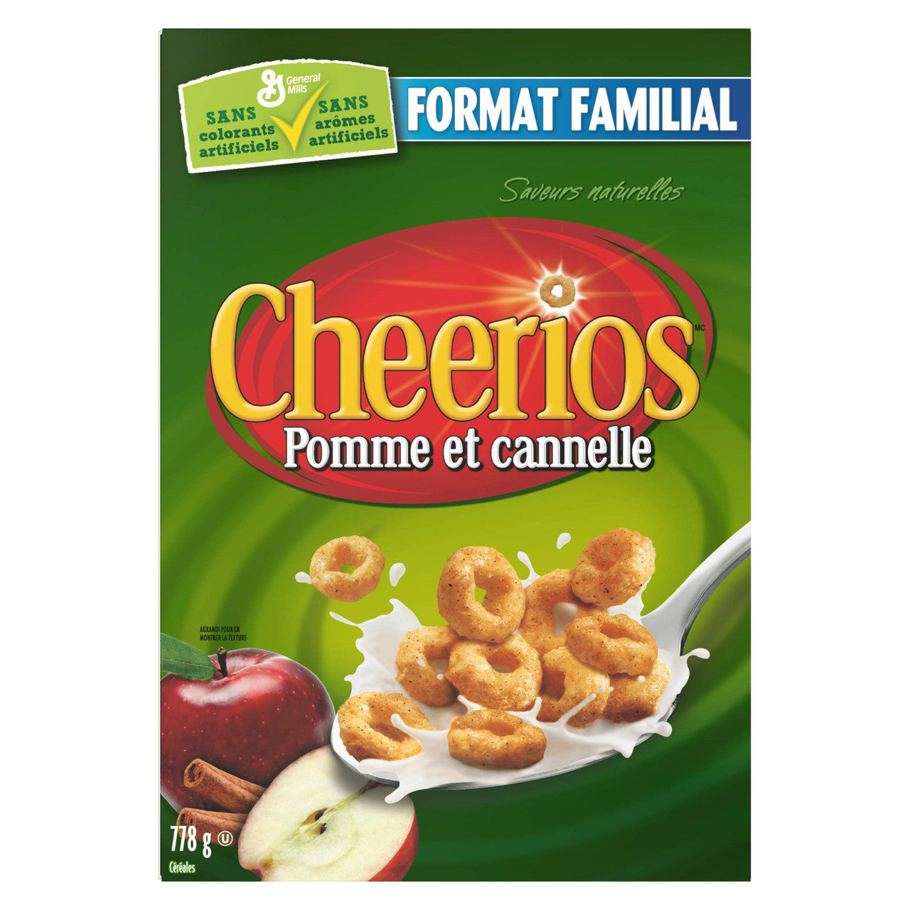 Cheerios Apple Cinnamon Naturally Flavoured Cereal Family Size, 778g/2